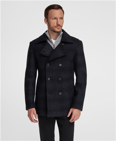 Двубортное пальто на тонком утеплителе CT-0105 NAVY- купить в HENDERSON ...