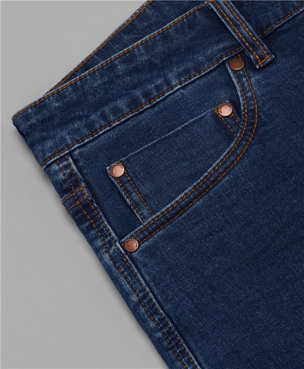 Джинсы 5 карманов полуприлегающие с потертостями в тёмно-синем цвете JS ...