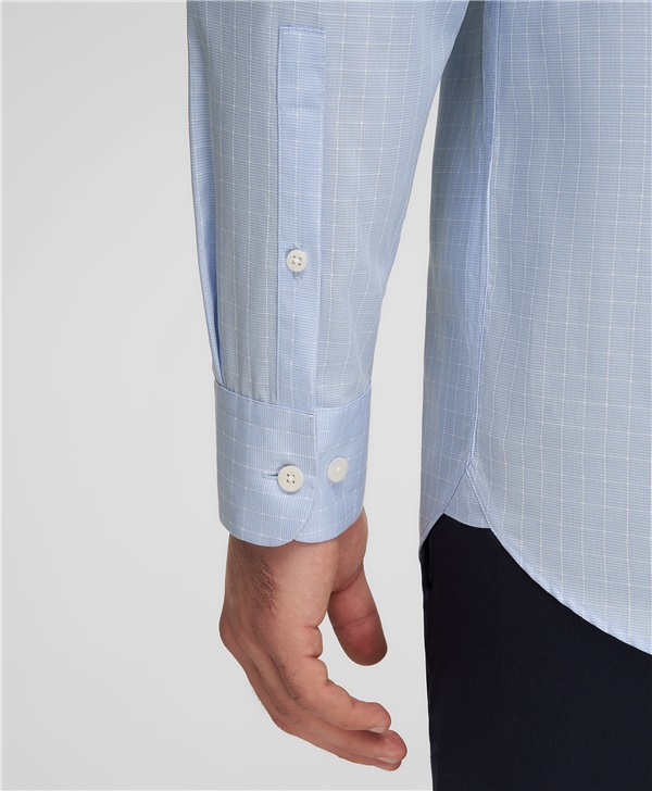 Рубашка из 100% хлопка, полуприлегающая, не требует утюжки в голубом ...