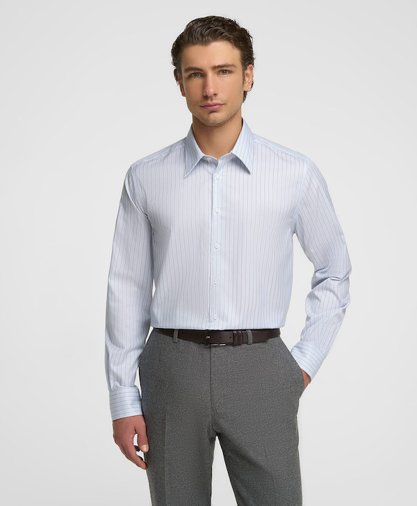 Рубашка из премиального хлопка Super 100'S, прямой силуэт в бордовом ...