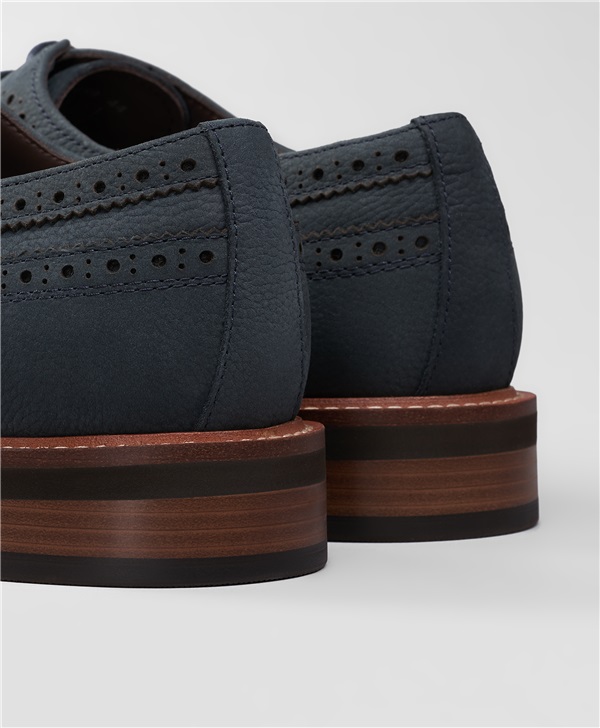 Броги из натуральной кожи с декоративной перфорацией SS-0689 NAVY ...